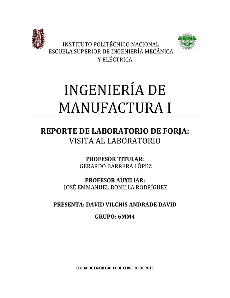 INGENIERÍA DE MANUFACTURA I