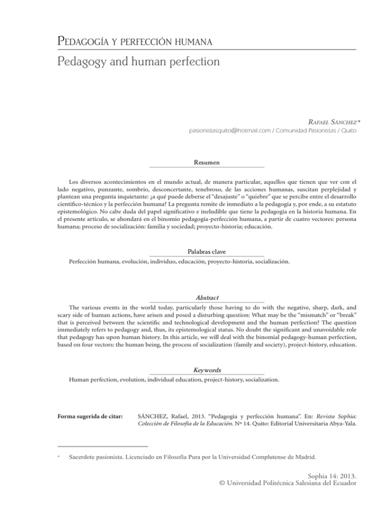 Pedagogia y perfeccion humana