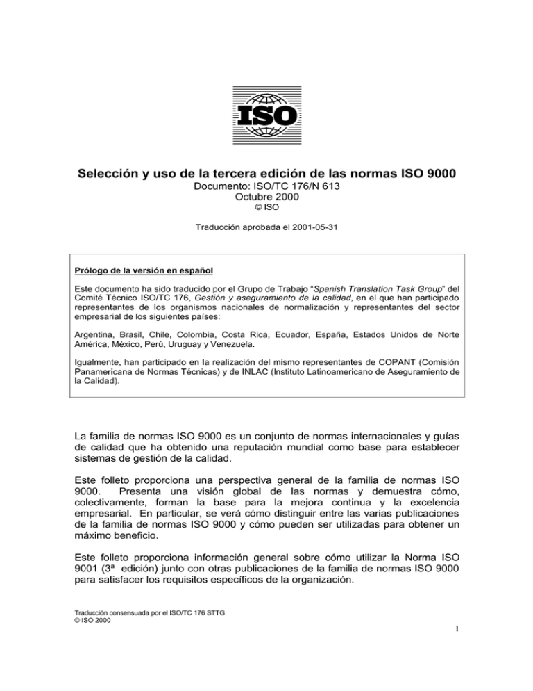 Selección y uso de la tercera edición de las normas ISO 9000