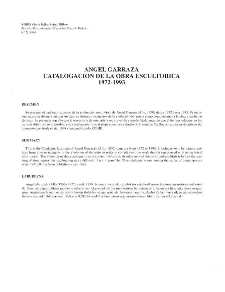 angel garraza catalogacion de la obra escultorica