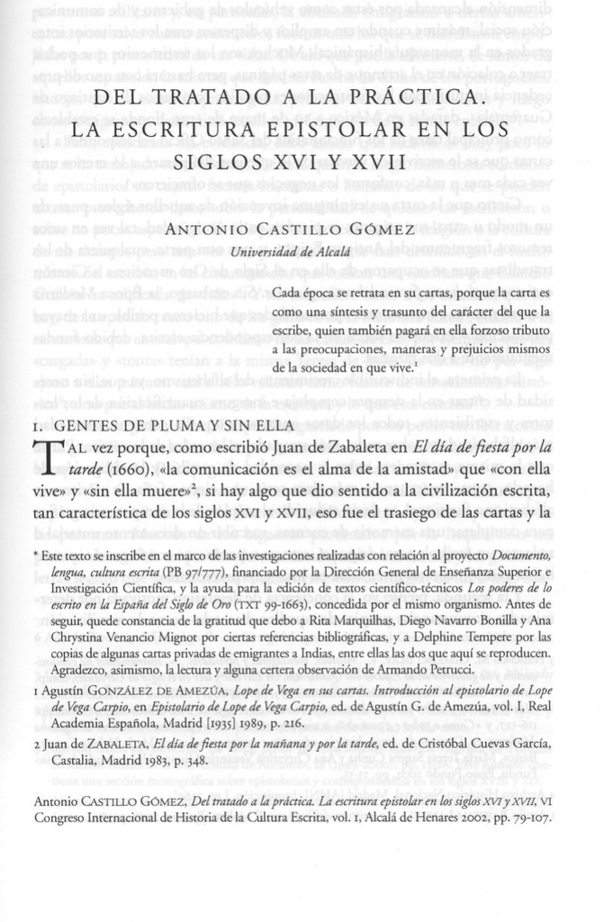 del tratado a la práctica. la escritura epistolar en los siglos xvi y xvii