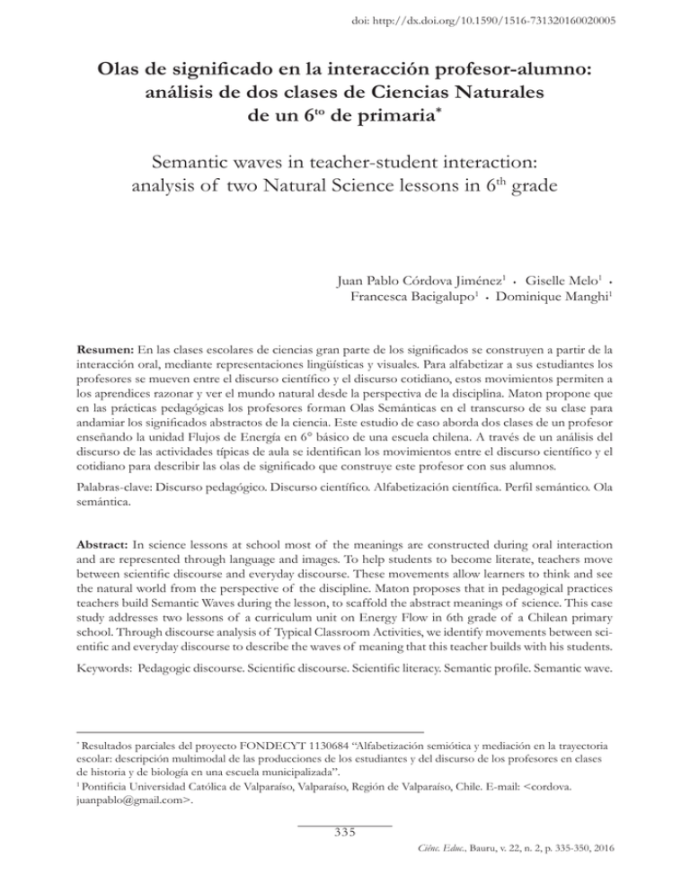Olas de significado en la interacción profesor
