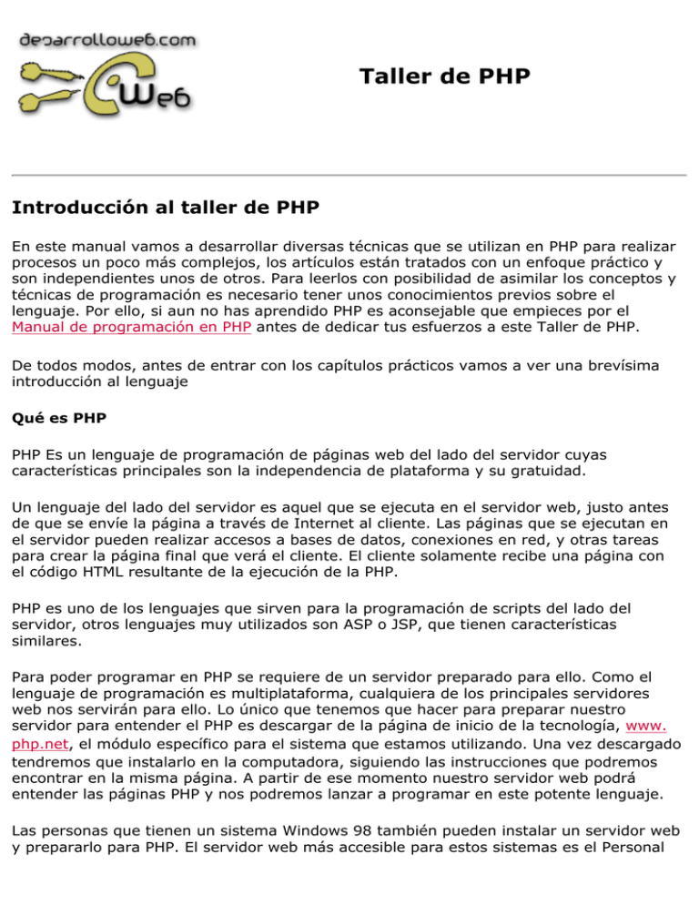 Taller de PHP - Manual completo