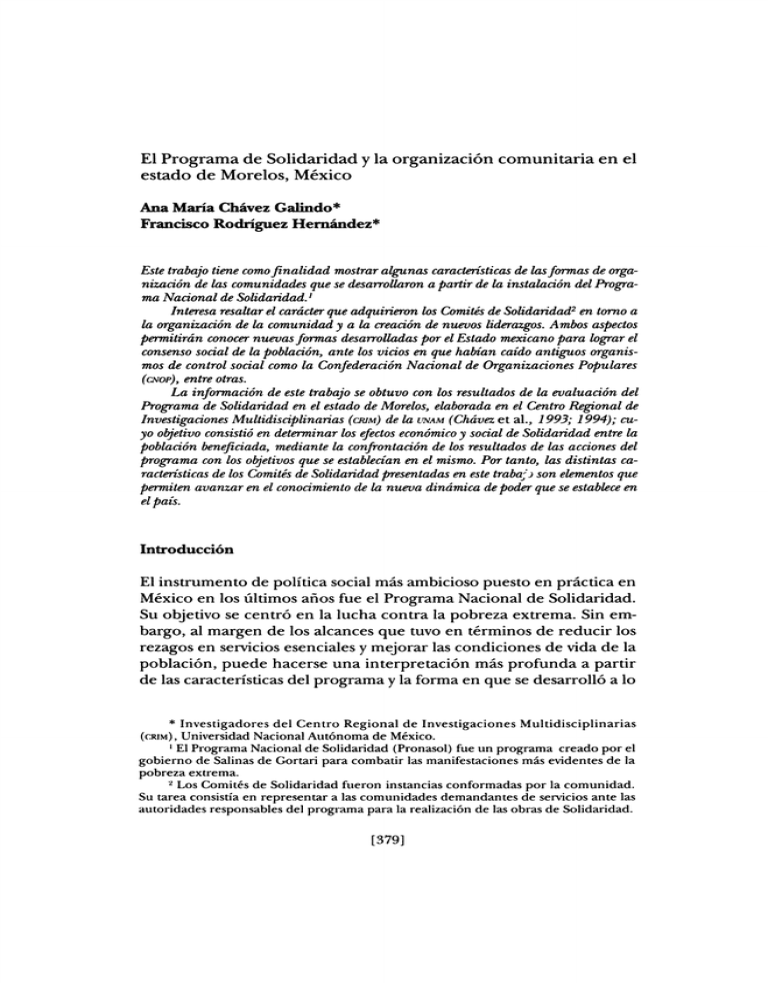 El Programa de Solidaridad y la organización comunitaria en el