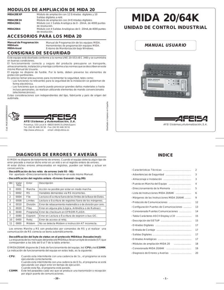 Manual Usuario MIDA20/64K