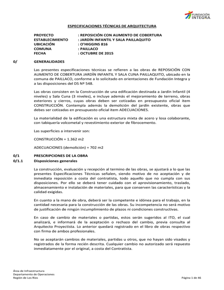 especificaciones técnicas de arquitectura proyecto