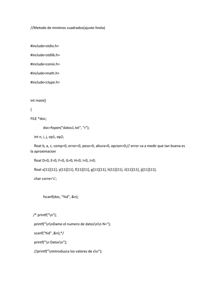 Mínimos cuadrados parábola