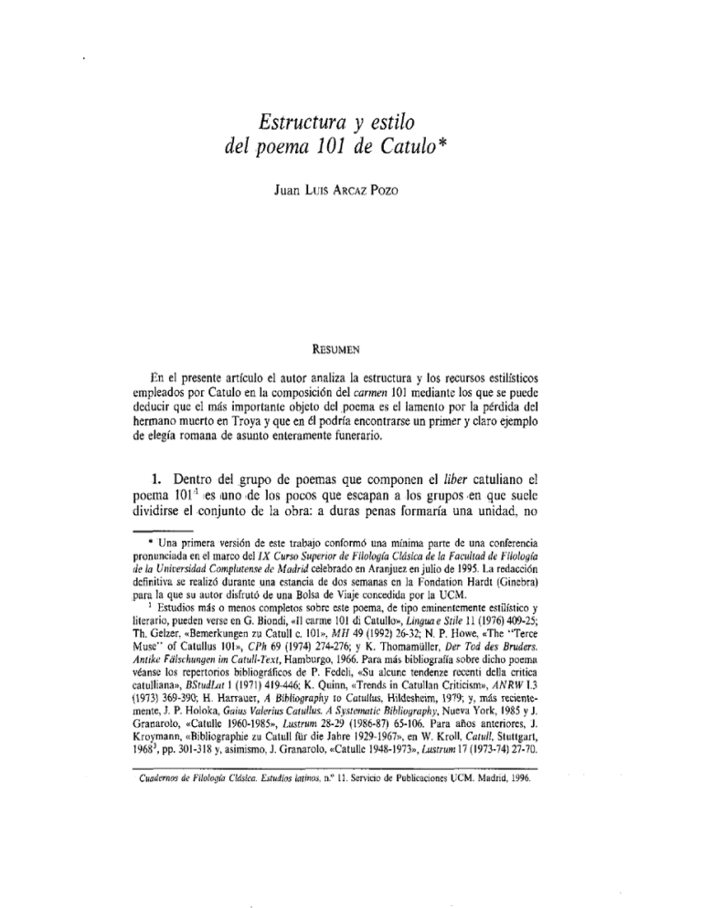 Poema 101 de Catulo: Análisis de Estructura y Estilo