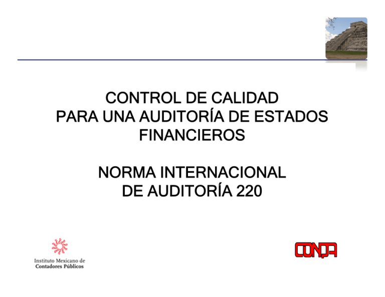 CONTROL DE CALIDAD PARA UNA AUDITORÍA DE ESTADOS