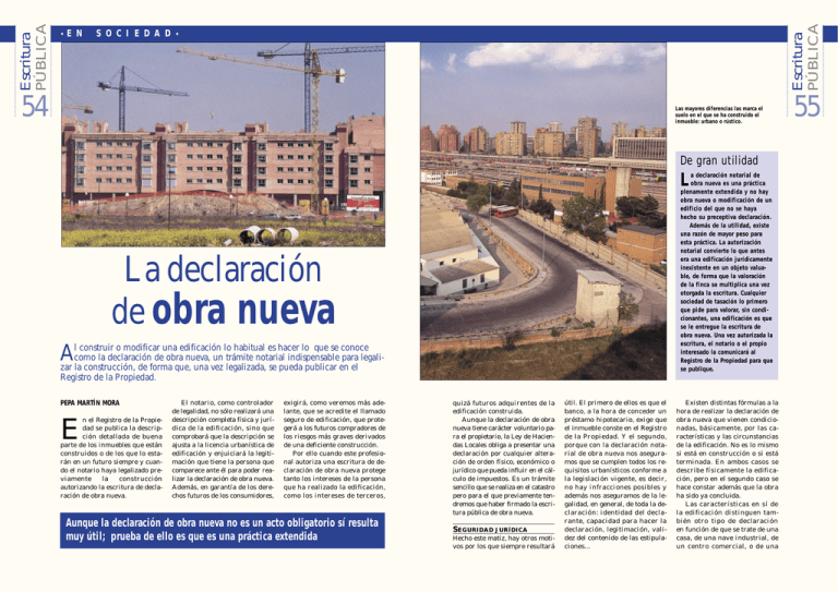 La declaración de obra nueva