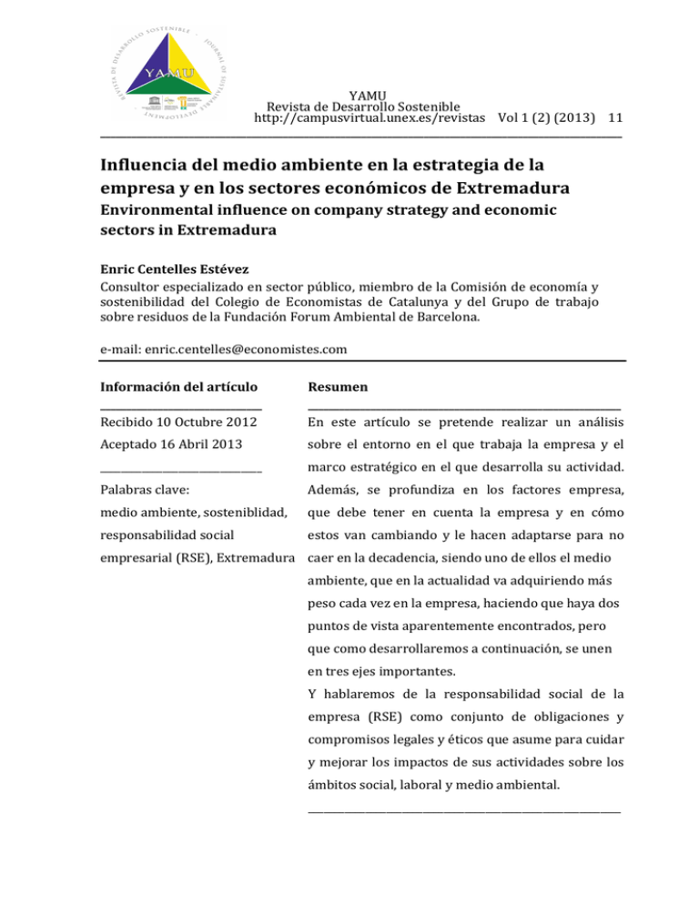 Influencia del medio ambiente en la estrategia de la empresa y en