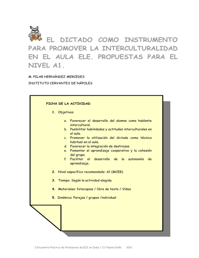 El dictado como instrumento para promover la interculturalidad en el