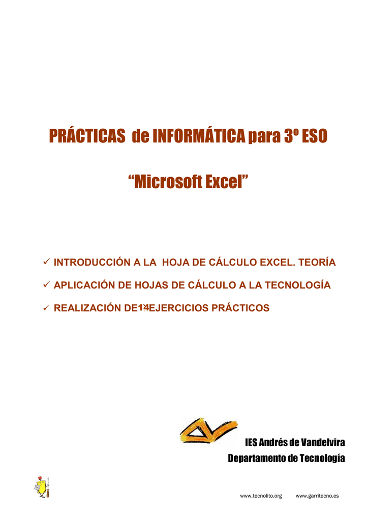 PRÁCTICAS de INFORMÁTICA para 3º ESO “Microsoft Excel”