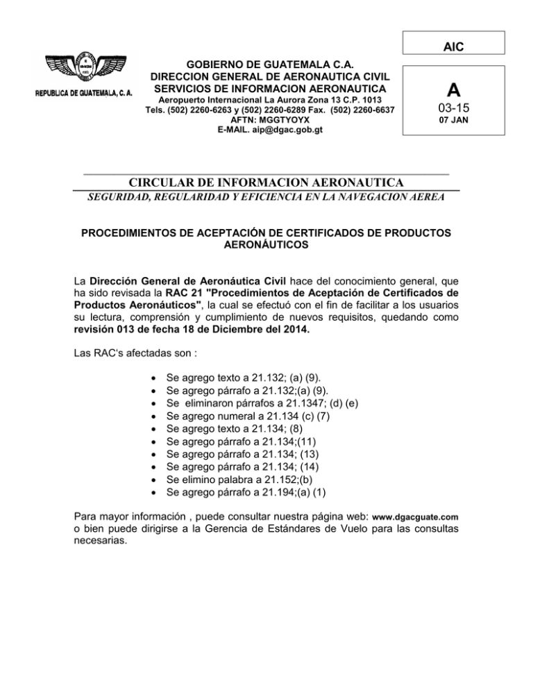 circular de informacion aeronautica