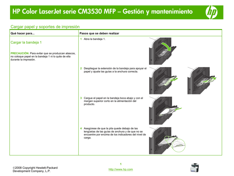 HP Color LaserJet serie CM3530 MFP – Gestión y mantenimiento