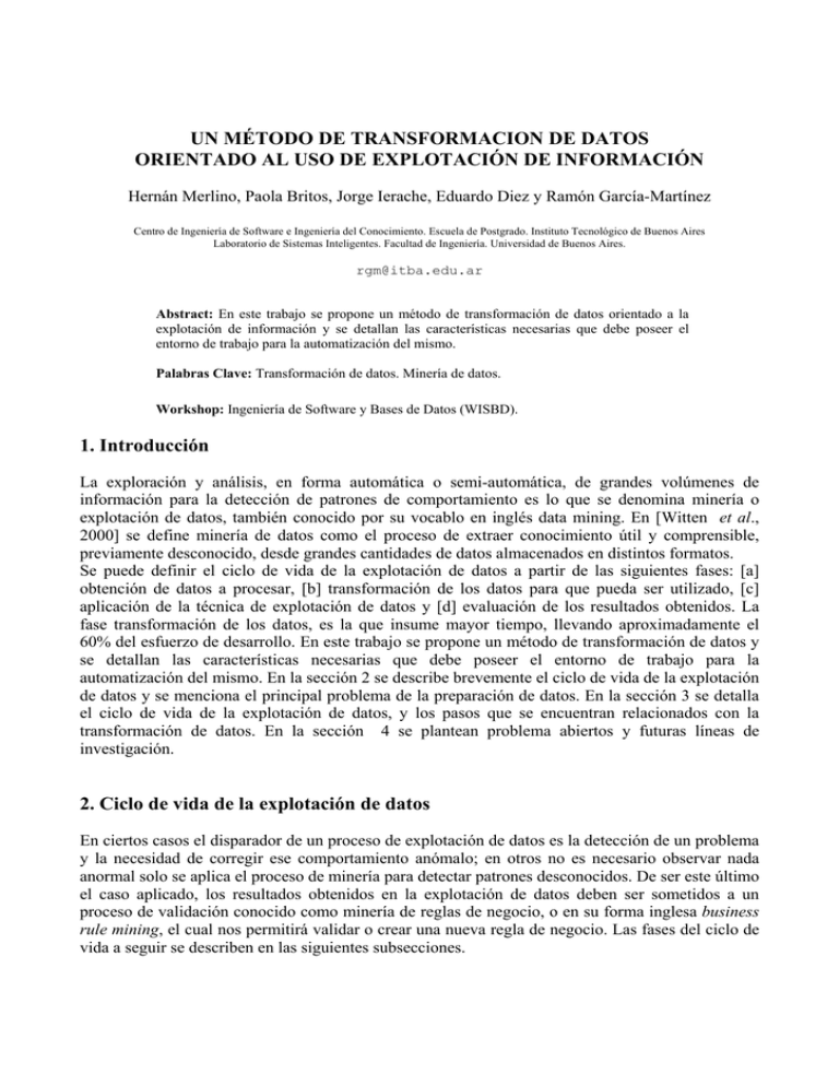 UN MÉTODO DE TRANSFORMACION DE DATOS