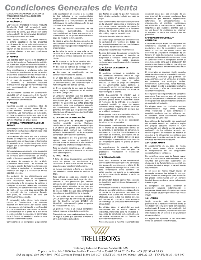 Condiciones Generales de Venta