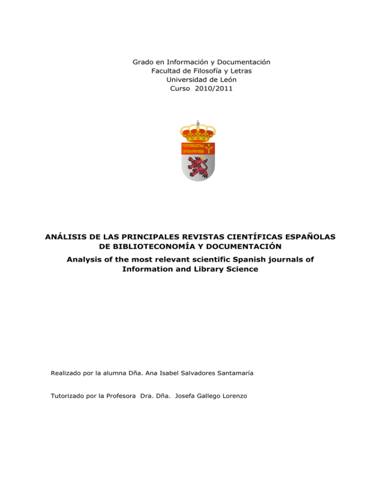 ANÁLISIS DE LAS PRINCIPALES REVISTAS CIENTÍFICAS