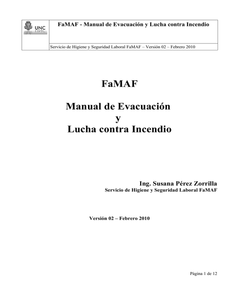 FaMAF Manual de Evacuación y Lucha contra Incendio