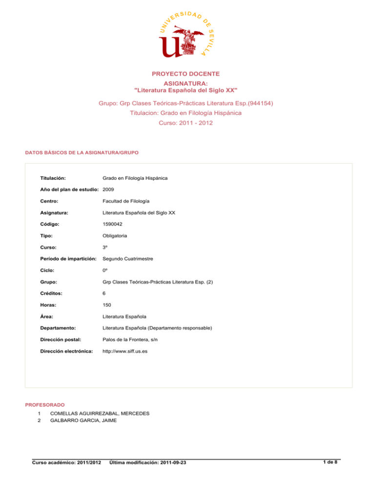 ASIGNATURA - Literatura Española