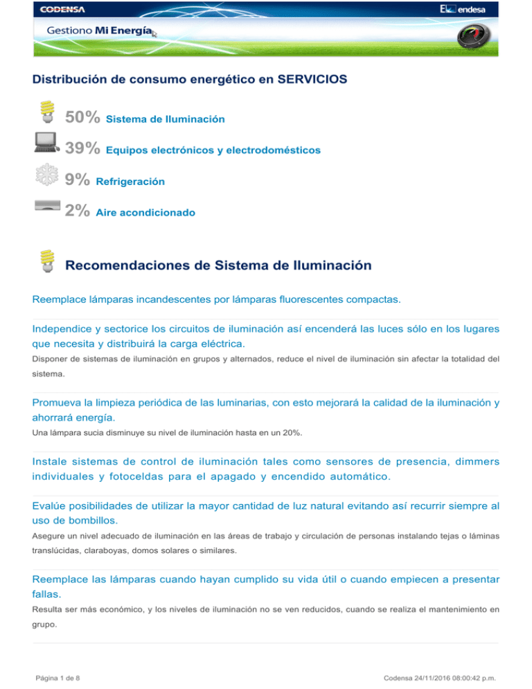Recomendaciones de Sistema de Iluminación