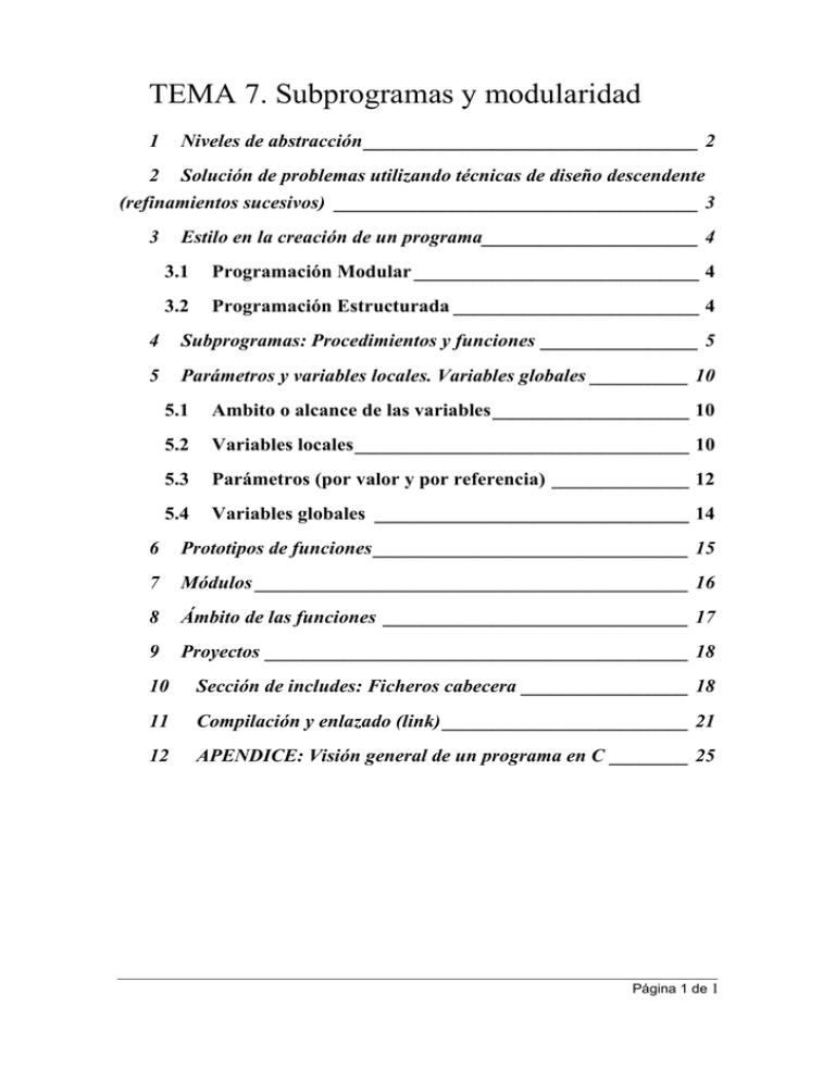TEMA 7. Subprogramas y modularidad