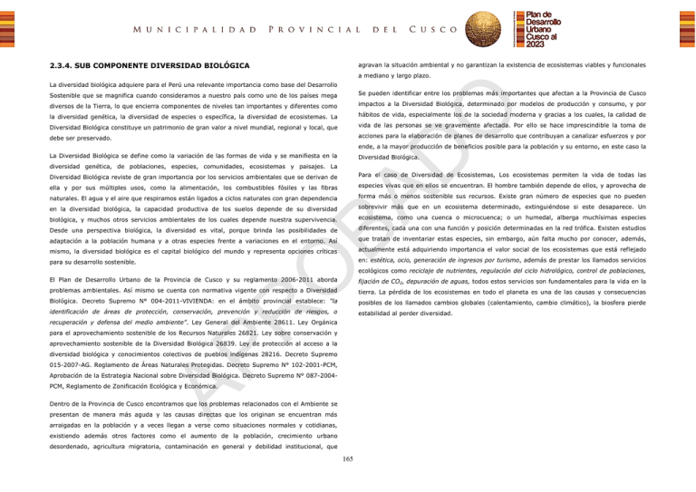 165 2.3.4. sub componente diversidad biológica