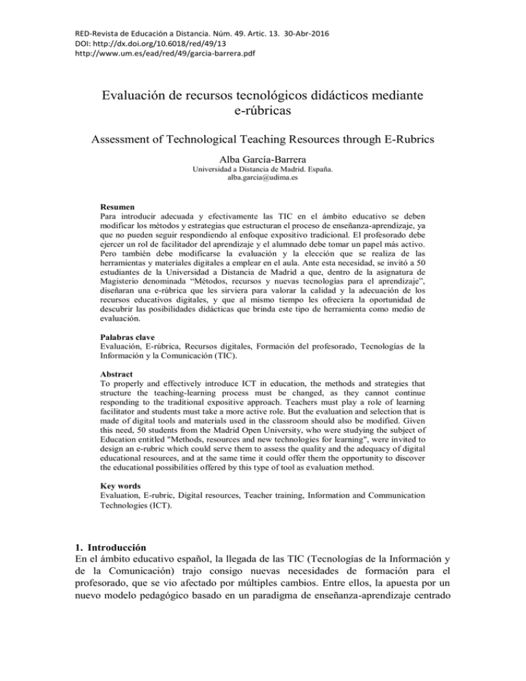 Evaluación de recursos tecnológicos didácticos mediante e