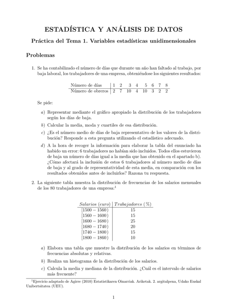 ESTADÍSTICA Y AN´ALISIS DE DATOS