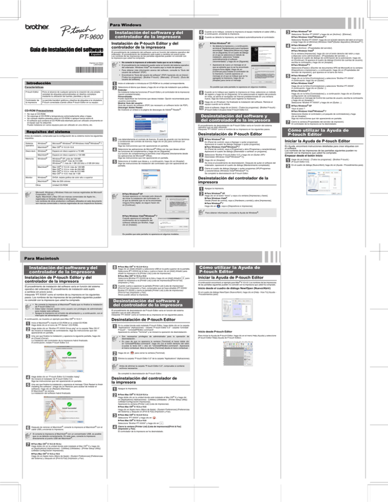 Guía de instalación del software
