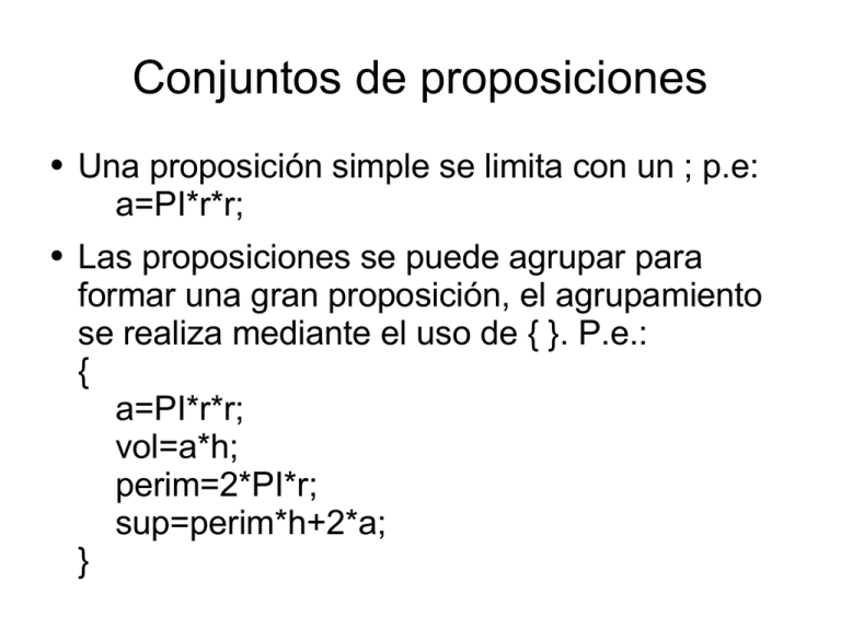 Conjuntos de proposiciones