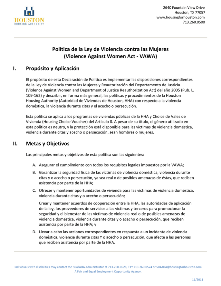 Violence Against Women Act - VAWA