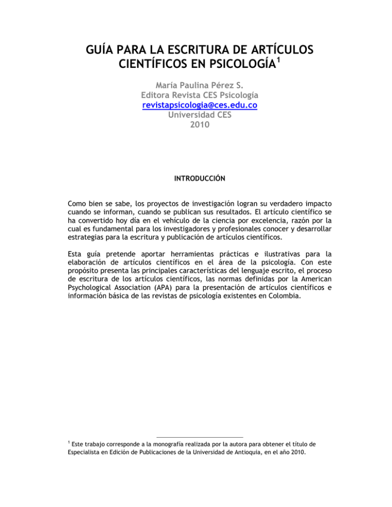 GUIA PARA LA ELABORACION DE ART. CIENTIFICOS