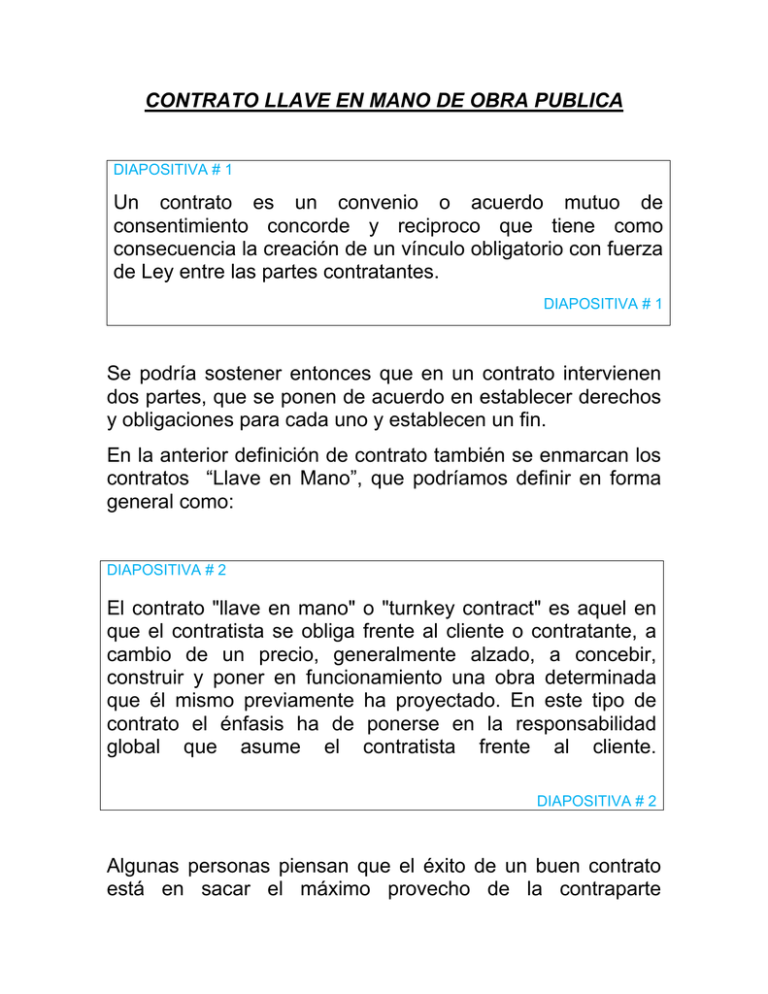 Aspectos técnicos fundamentales para estructurar un contrato Llave
