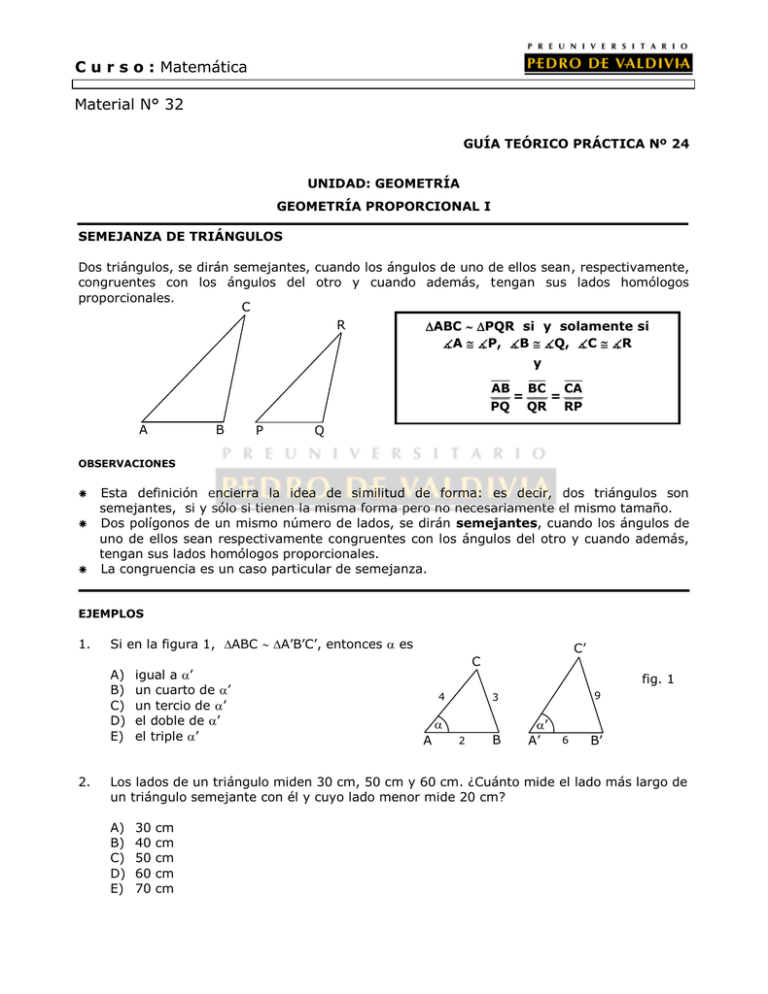 Geometria Proporcional I - clases particulares de matematicas