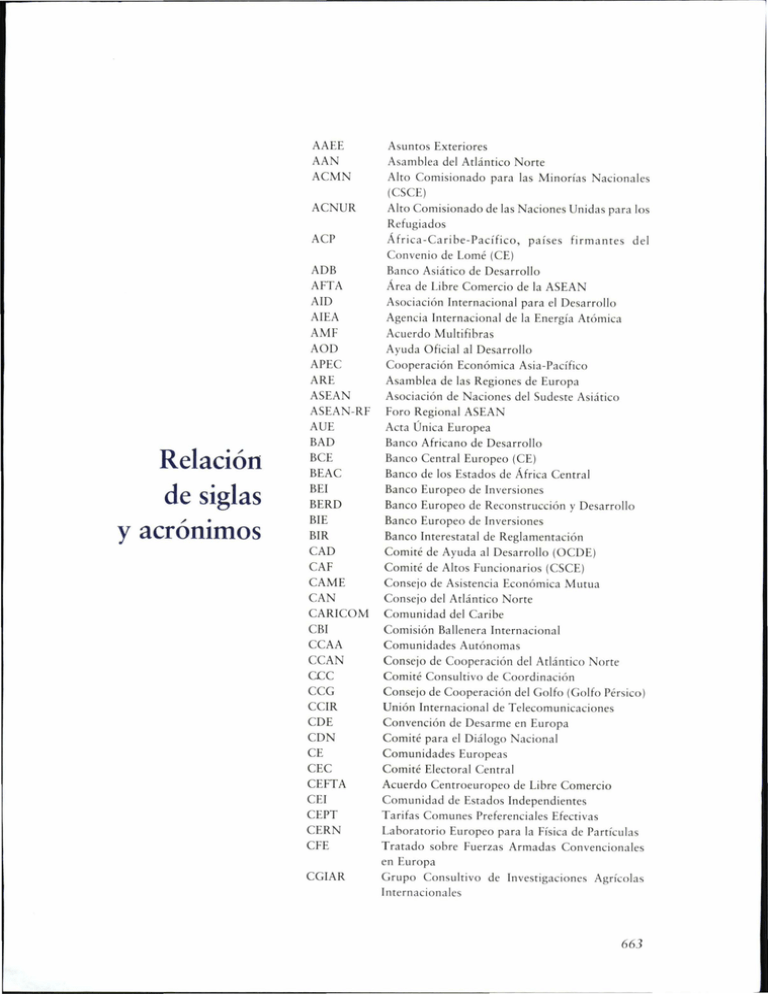 Relación de siglas y acrónimos