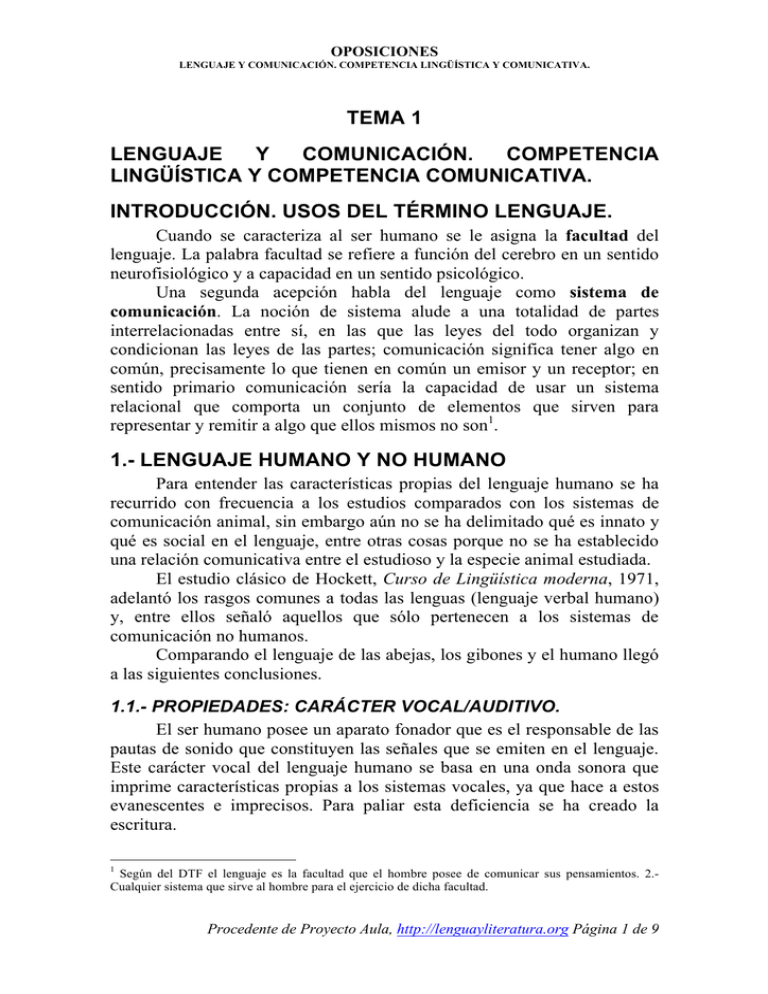 tema 1 lenguaje y comunicación. competencia