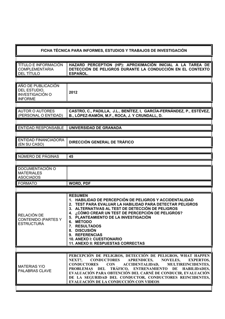 ficha técnica para informes, estudios y trabajos de investigación