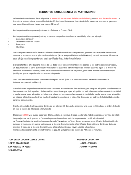 Instrucciones para Licencia de Matrimonio