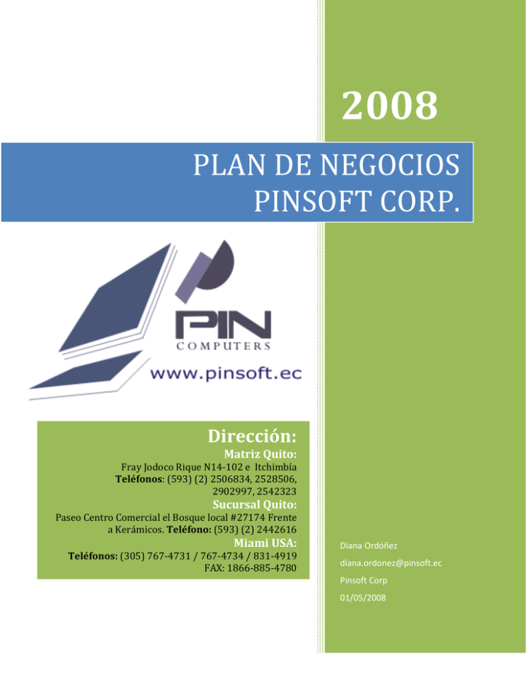 PLAN DE NEGOCIOS PINSOFT CORP.