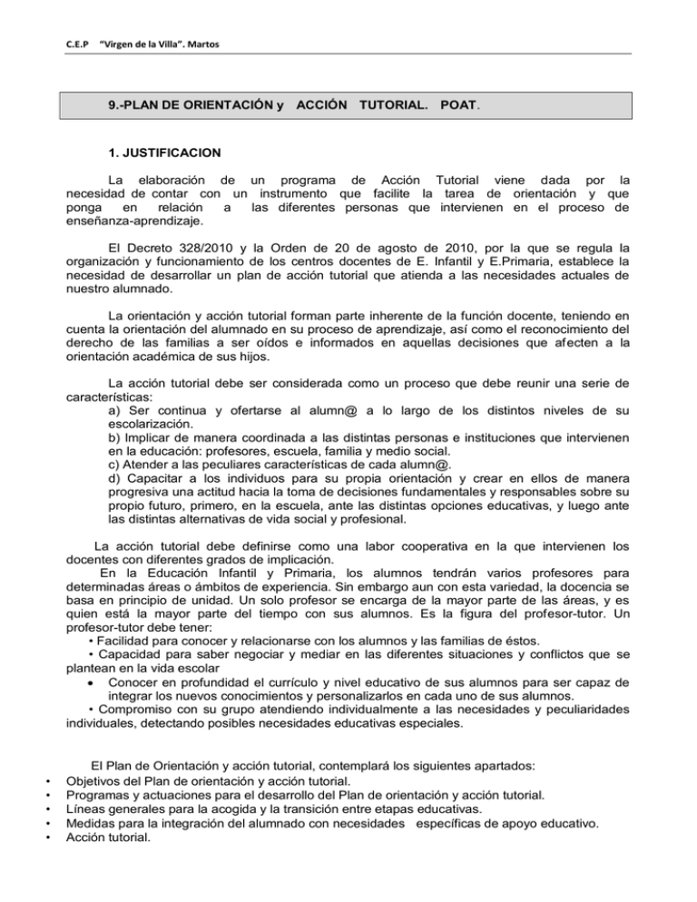 PLAN DE ORIENTACIÓN y ACCIÓN TUTORIAL (POAT)