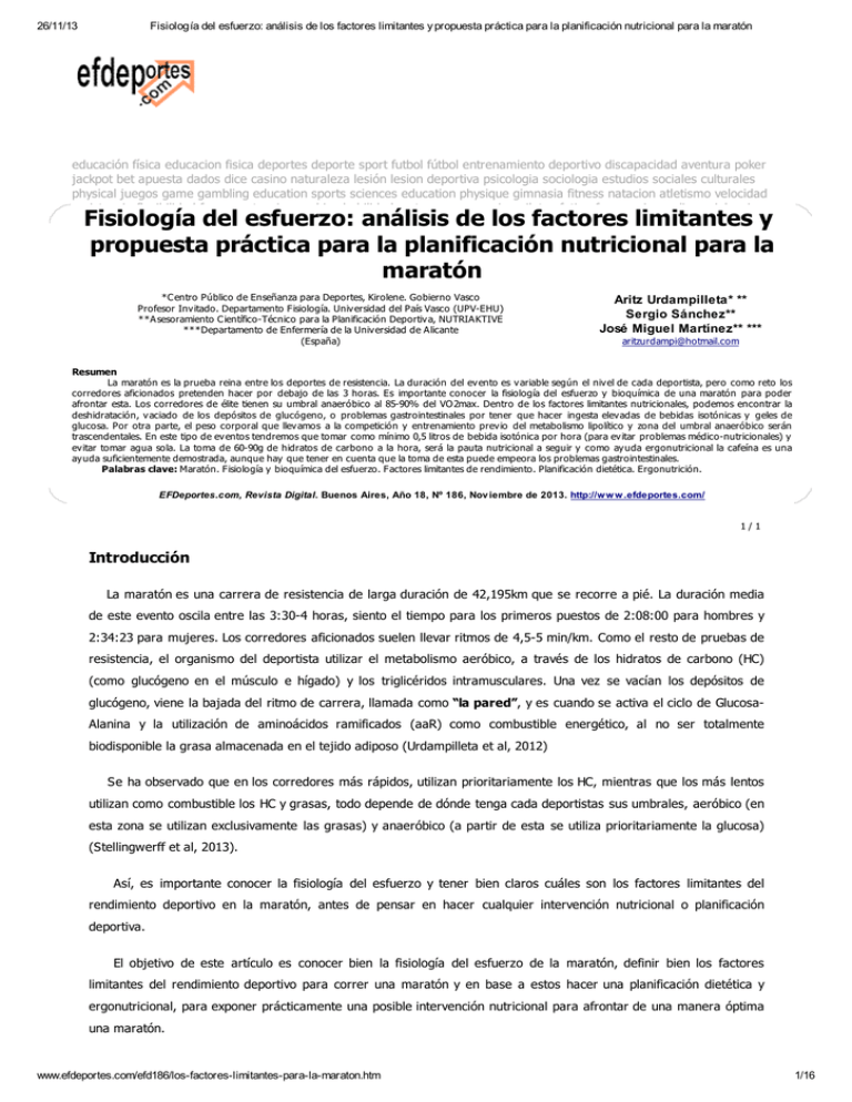 Fisiología del esfuerzo: análisis de los factores limitantes y