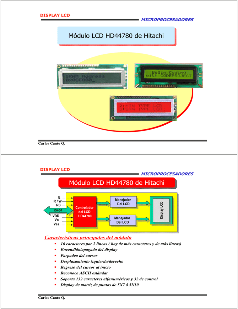 Módulo LCD HD44780 de Hitachi
