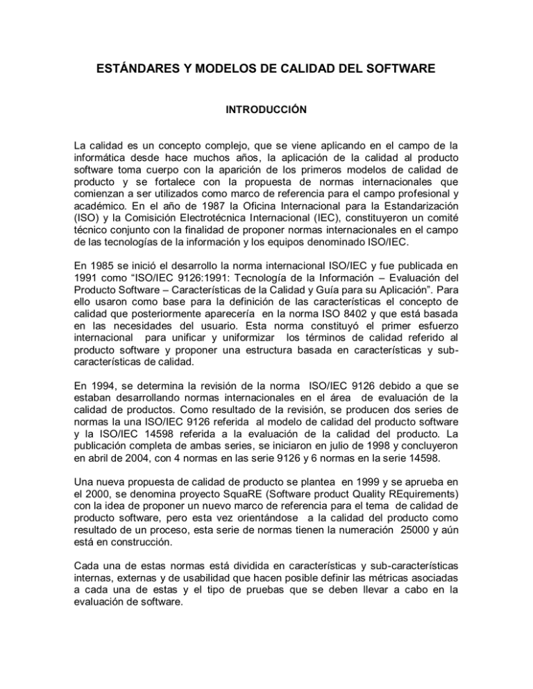 estándares y modelos de calidad del software