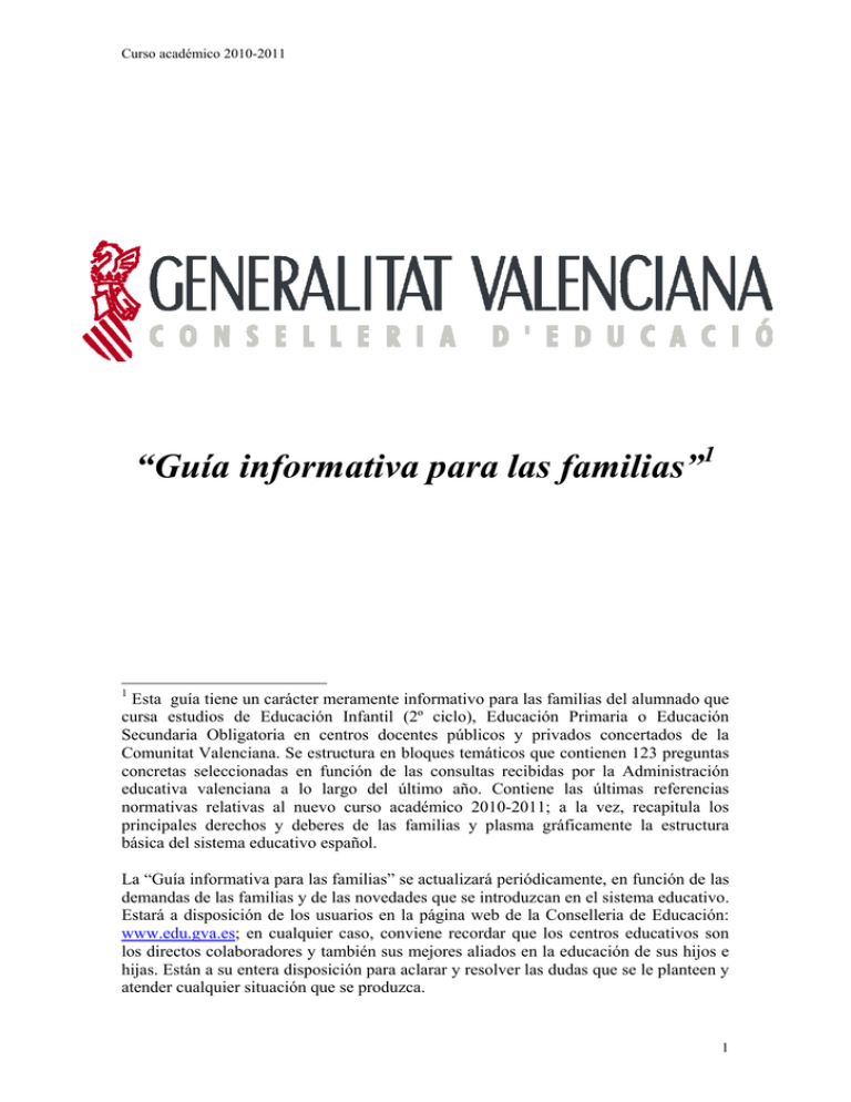 Guía informativa para las familias