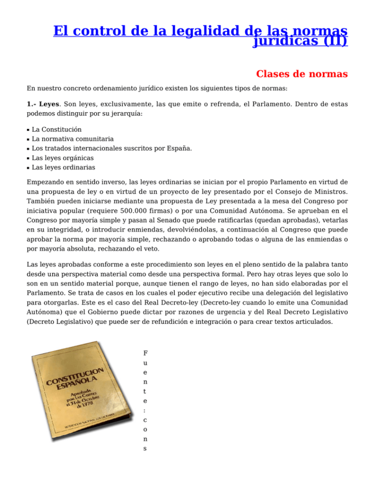 El control de la legalidad de las normas jurídicas (II)