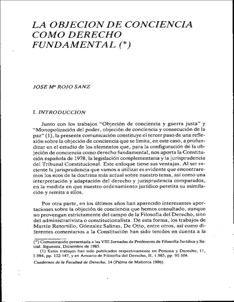 la objecion de conciencia como derecho fundamental