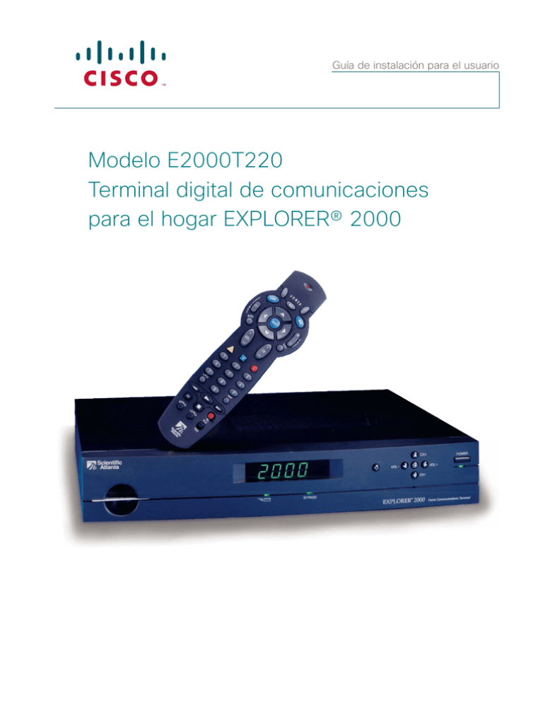 Explorer 2000 Digital Home Communications Terminal User