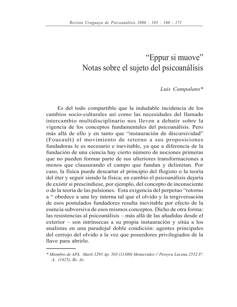 Notas sobre el sujeto del psicoanálisis