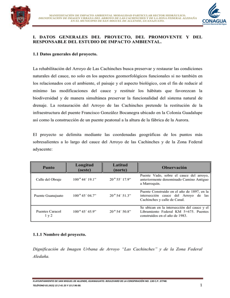 I. DATOS GENERALES DEL PROYECTO, DEL - sinat